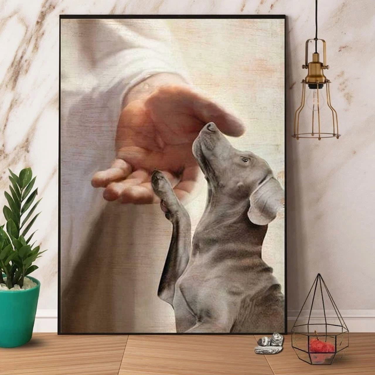 Dopaprint UNFRAMED PAPER POSTER Jesus Weimaraner Dog Love Take My Hand ...