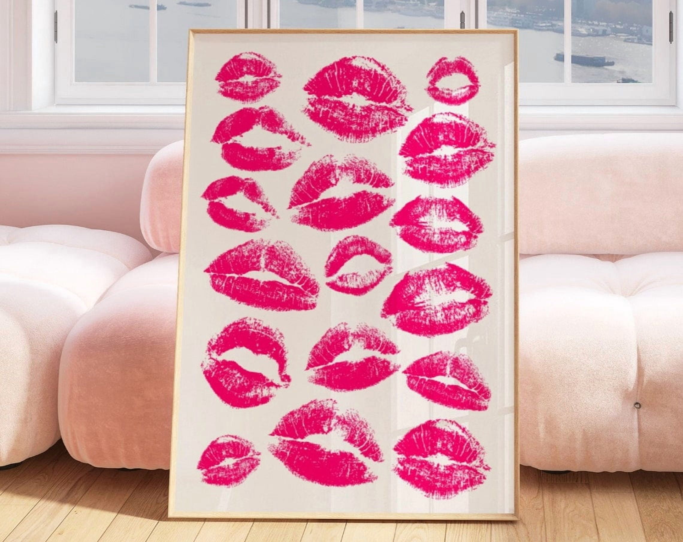 Dopaprint UNFRAMED PAPER POSTER Kiss Lips Wall Art, Pink Lips Print ...