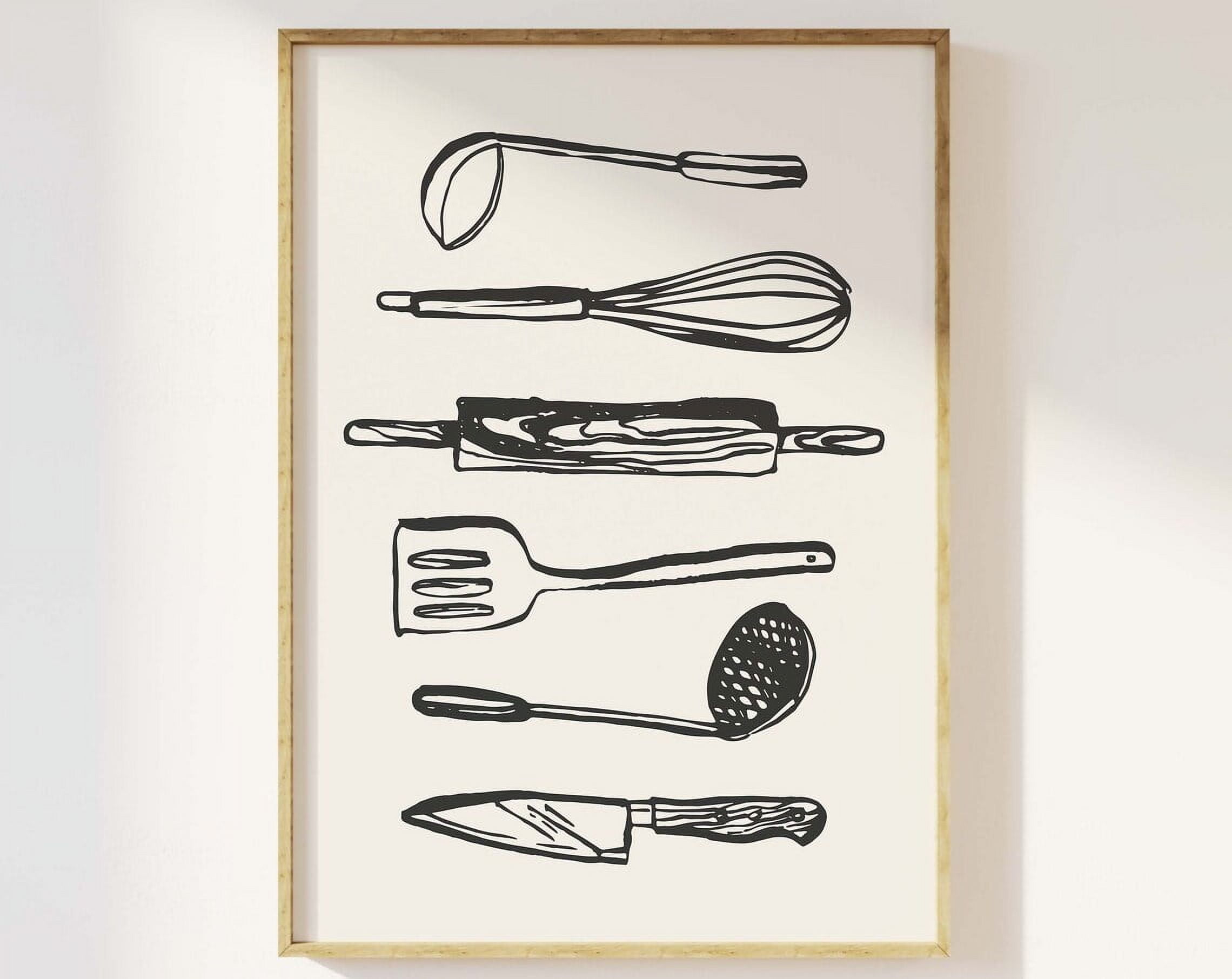 Dopaprint UNFRAMED PAPER POSTER Kitchen Utensils Print, Art, Black ...