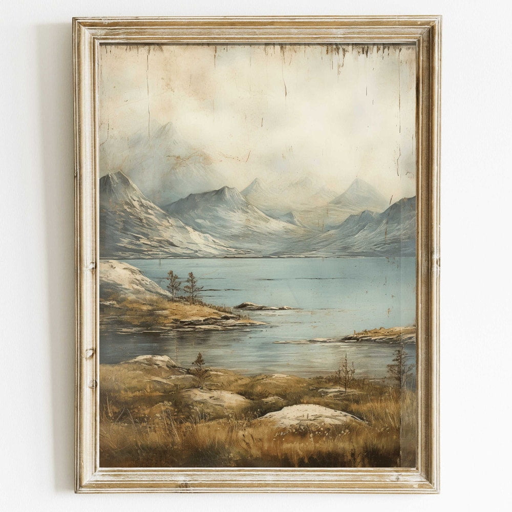 Dopaprint UNFRAMED PAPER POSTER Lake & Mountain Art, Rustic Landscape ...