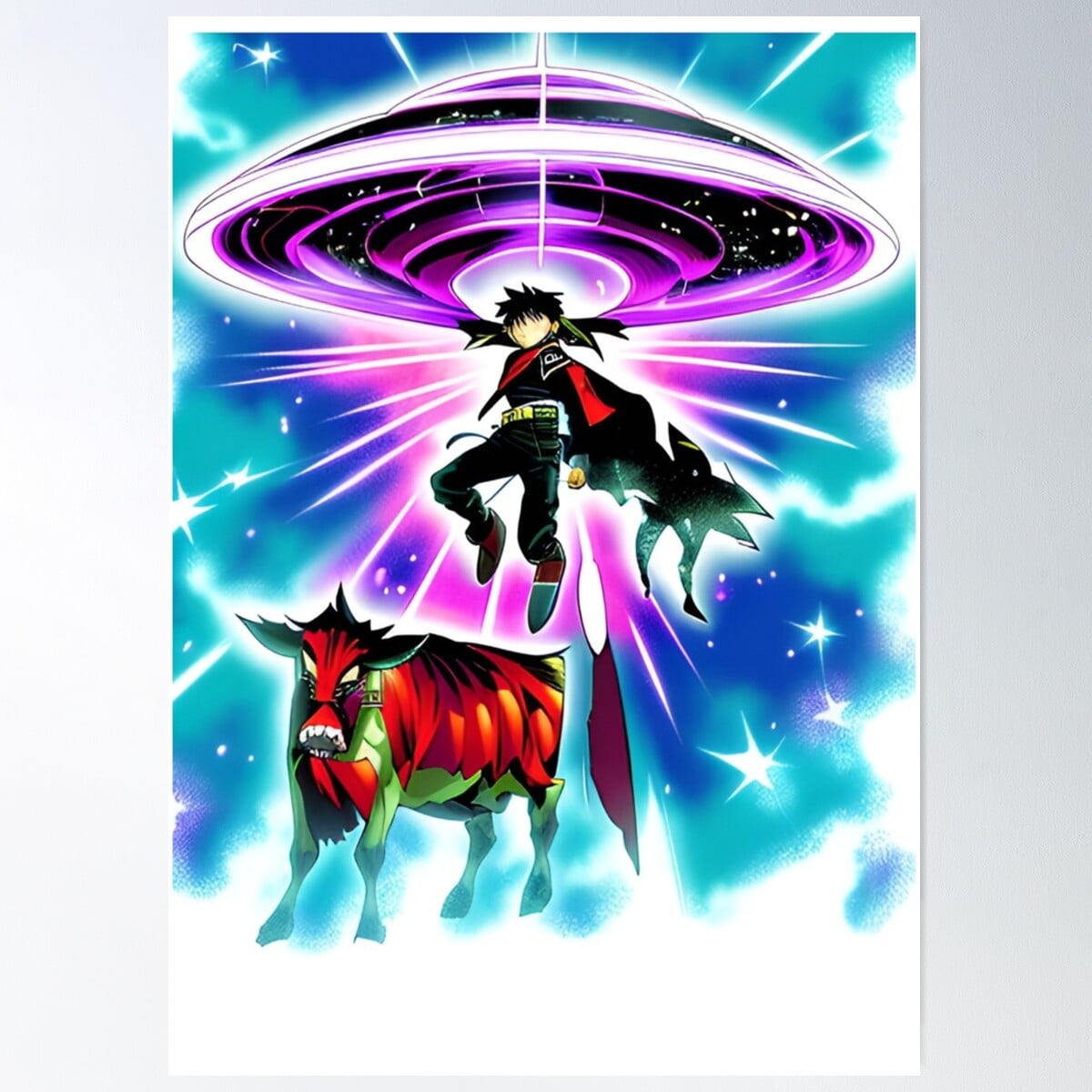 Dopaprint UNFRAMED PAPER POSTER A Large Flying Saucer Visits Earth And ...