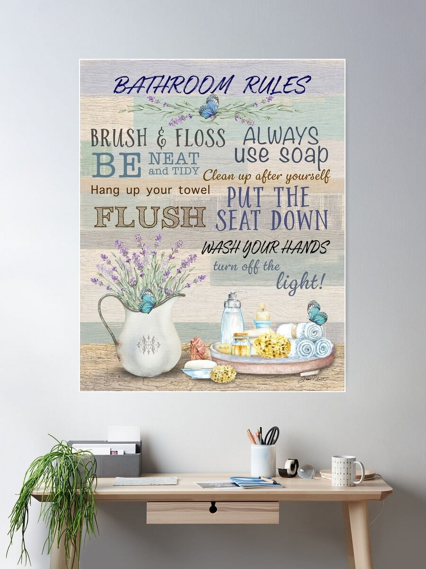 Dopaprint UNFRAMED PAPER POSTER Lavender Bathroom Rules Poster Wall Art ...