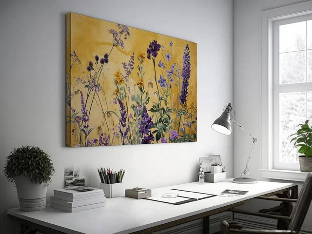 Dopaprint UNFRAMED PAPER POSTER Lavender Flowers On A Yellow Background ...