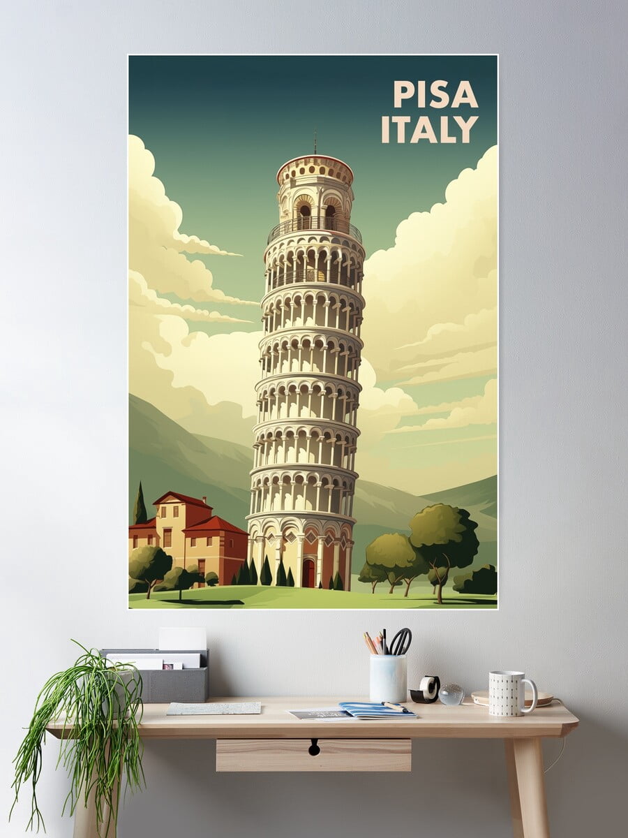 Dopaprint UNFRAMED PAPER POSTER The Leaning Tower Of Pisa Italy Vintage ...