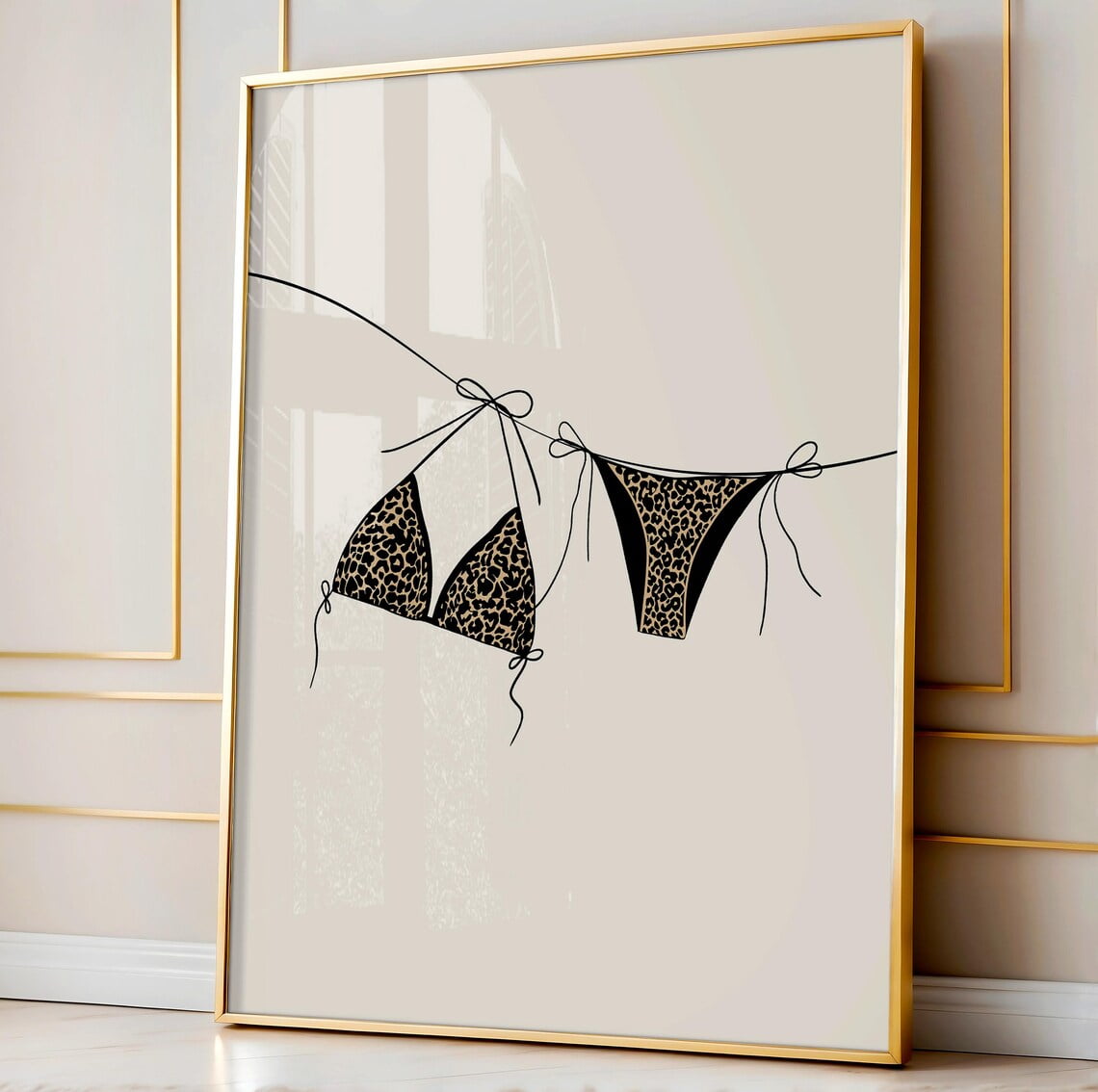 Dopaprint UNFRAMED PAPER POSTER Leo.Pard Bikini Print, Beachy Neutral Room Decor, Cheetah Wall ...