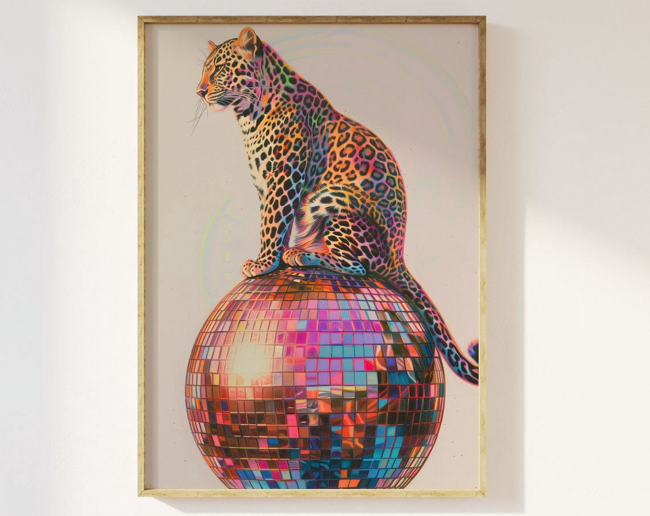 Dopaprint UNFRAMED PAPER POSTER Leo.Pard Sitting On A Disco Ball Print ...