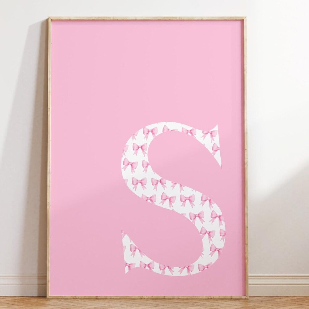 Dopaprint UNFRAMED PAPER POSTER Letter S Poster, Pink Bow Print, Preppy ...