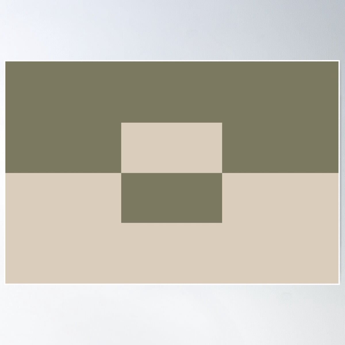 Dopaprint UNFRAMED PAPER POSTER Light Beige Green Minimal Square Design ...