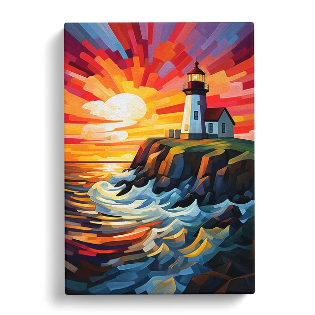 Dopaprint UNFRAMED PAPER POSTER Lighthouse Cubism Wall Art Print Decor ...