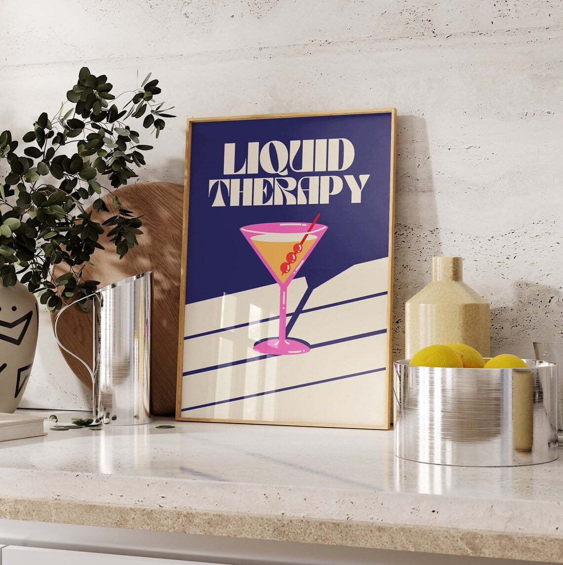 Dopaprint UNFRAMED PAPER POSTER Liquid Therapy Wall Print-Retro Martini ...