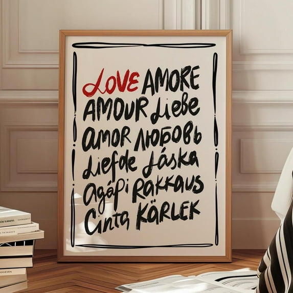 Dopaprint UNFRAMED PAPER POSTER Love Amore Art Print Retro 70S Amor ...