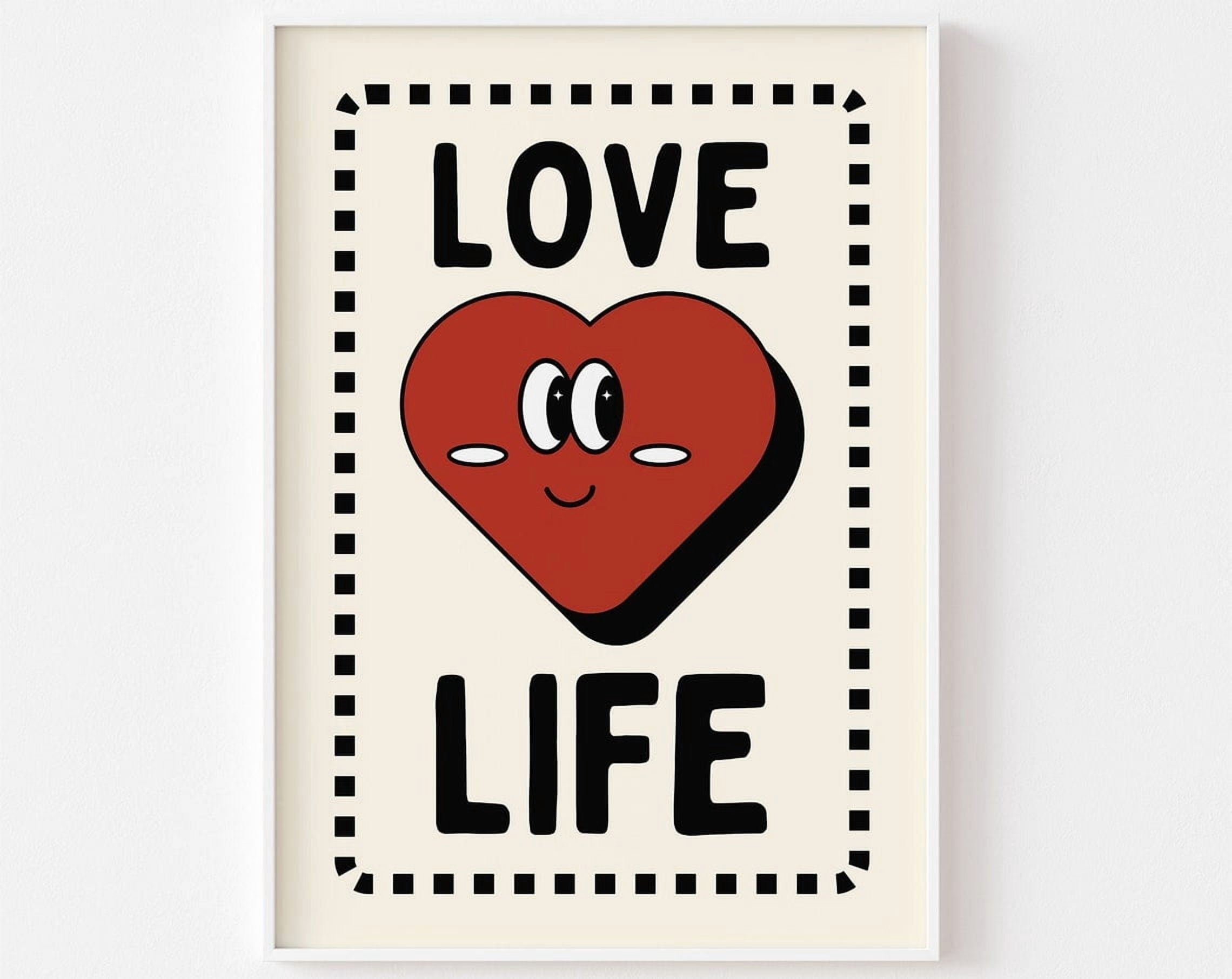 Dopaprint UNFRAMED PAPER POSTER Love Life Retro Heart Character Print ...