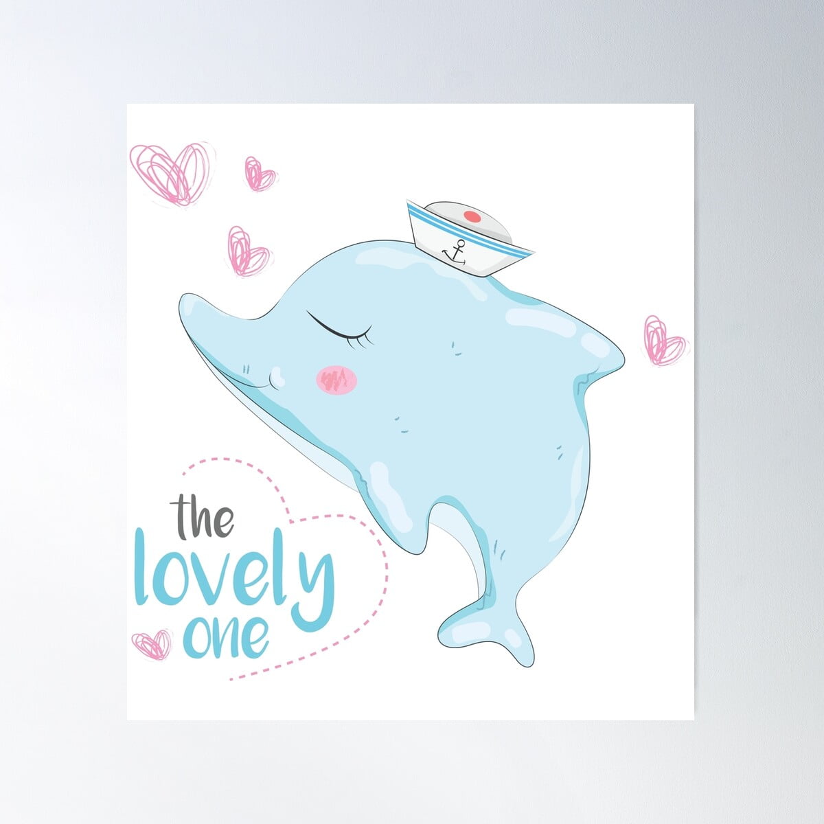 Dopaprint UNFRAMED PAPER POSTER Lovely Dolphin Sailor, Cute Cartoon ...