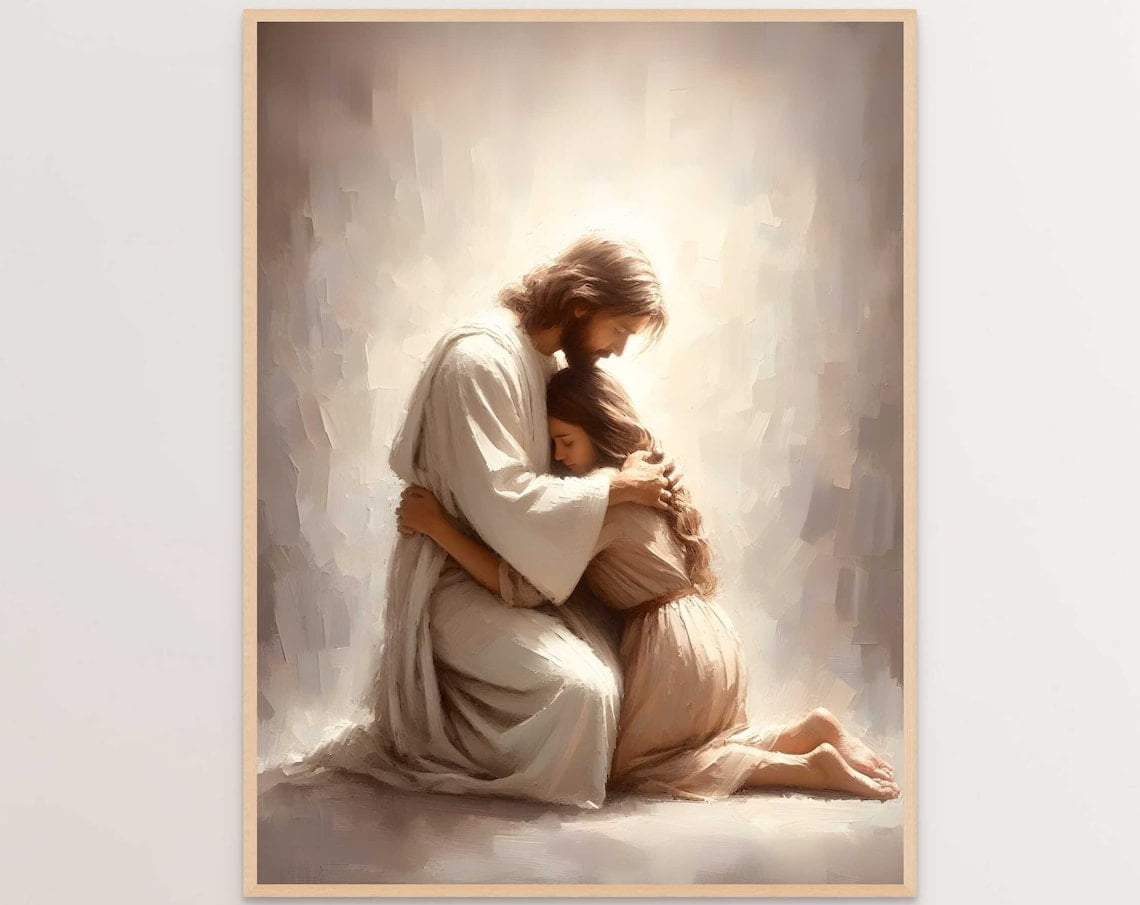 Dopaprint UNFRAMED PAPER POSTER He Loves You, Christ Hugging Woman ...
