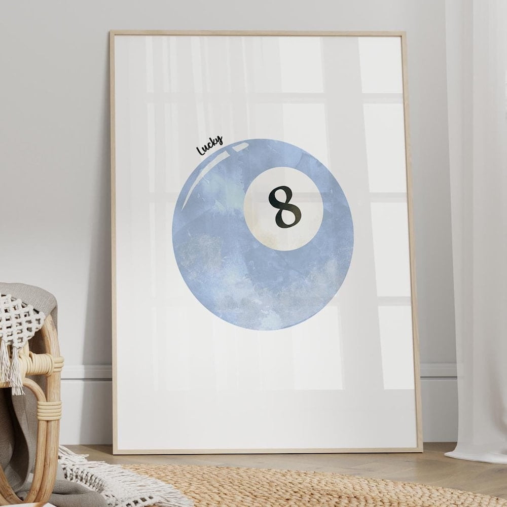 Dopaprint UNFRAMED PAPER POSTER Lucky 8 Ball Wall Art, Vintage Pool ...