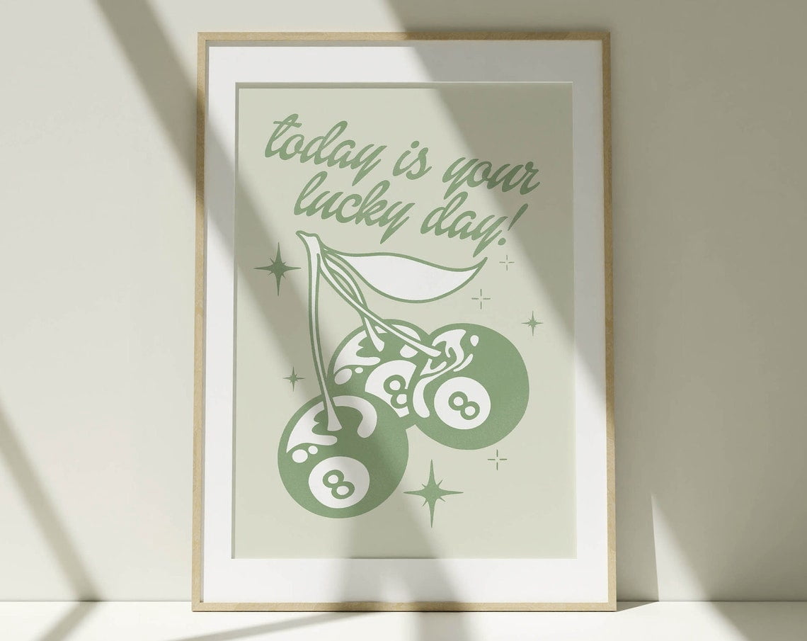 Dopaprint UNFRAMED PAPER POSTER Lucky You Wall Art Trendy Green Bedroom ...