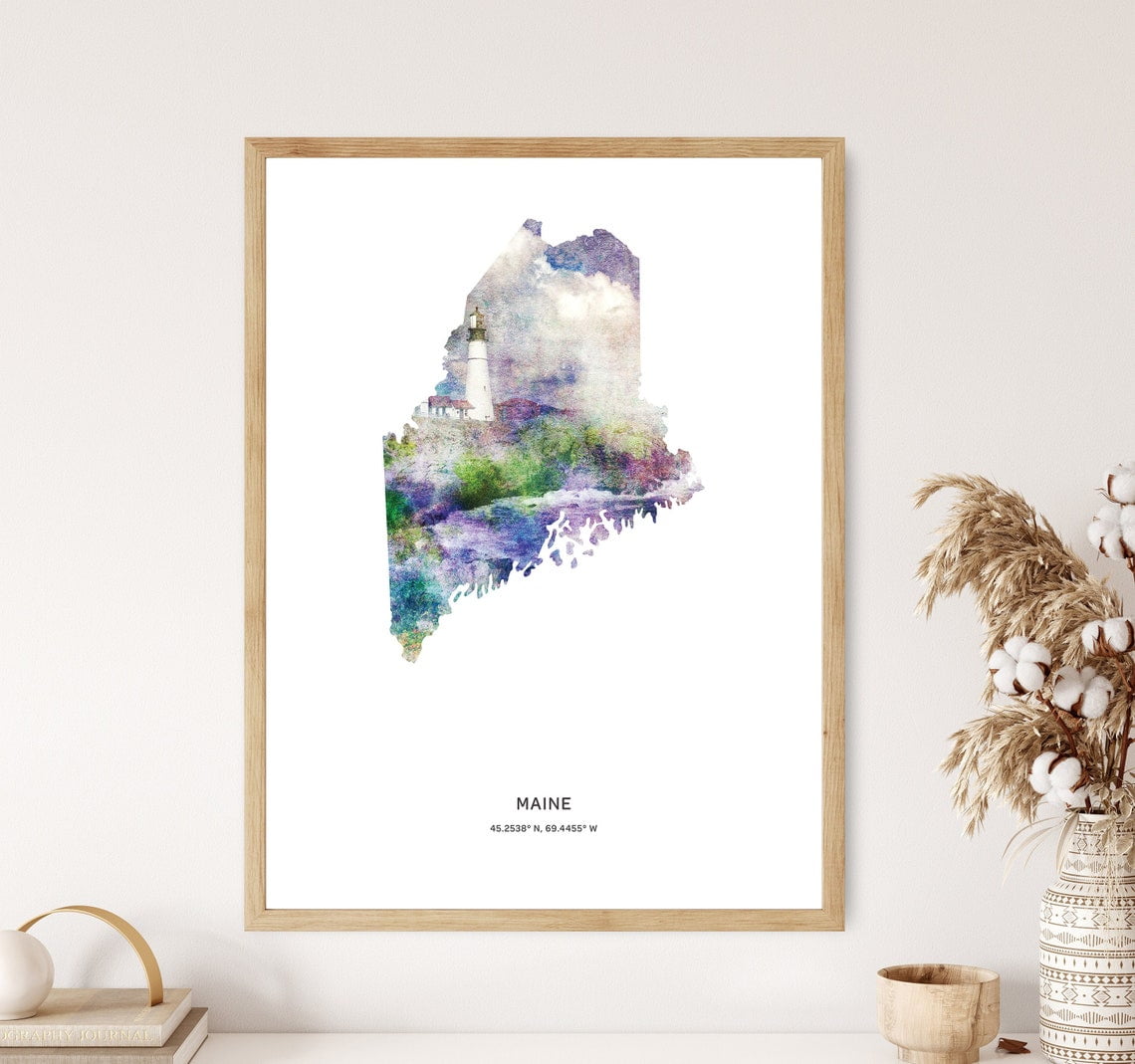 Dopaprint UNFRAMED PAPER POSTER Maine Print, Maine Print, Maine, Maine ...