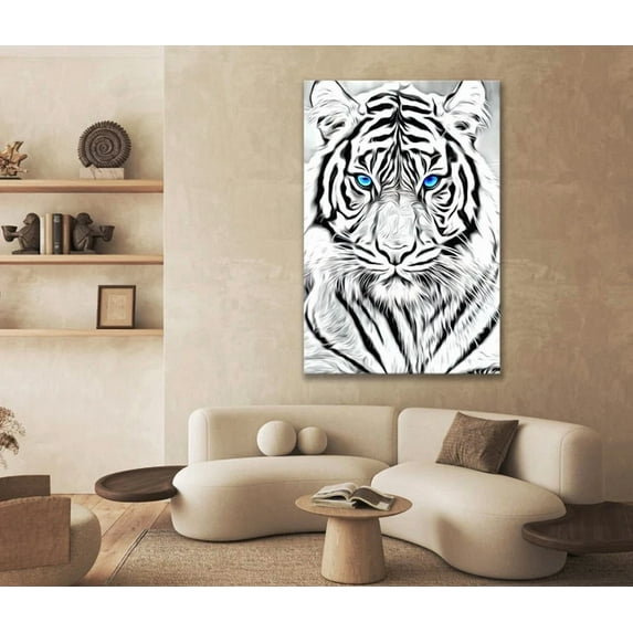 Dopaprint UNFRAMED PAPER POSTER Majestic White Tiger & Bright Blue Eyes ...