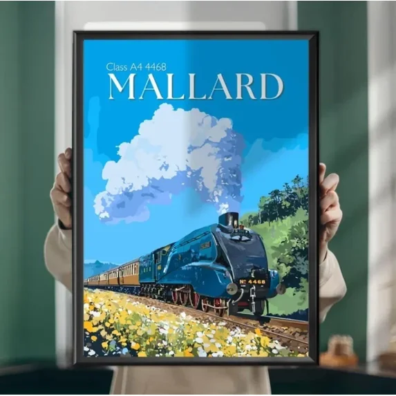 Dopaprint UNFRAMED PAPER POSTER Mallard Steam Locomotive, Print, Wall ...
