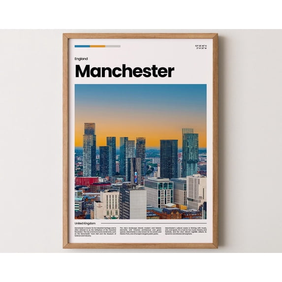 Dopaprint UNFRAMED PAPER POSTER Manchester Poster, Manchester Print ...