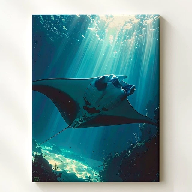 Dopaprint UNFRAMED PAPER POSTER Manta Ray Deep Sea Postersilent Majesty ...