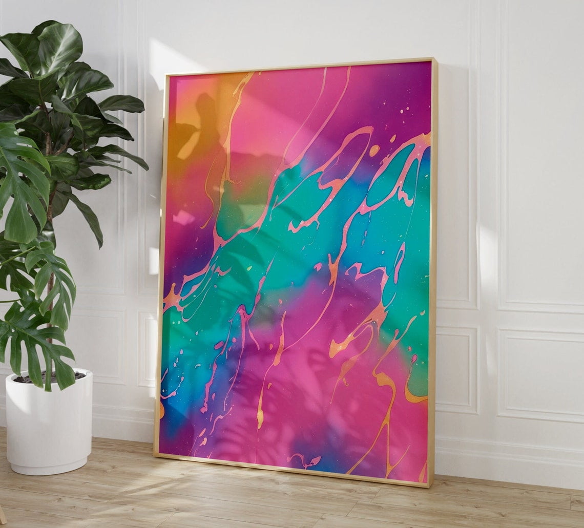 Dopaprint UNFRAMED PAPER POSTER Marble Pink Abstract Painting Preppy ...