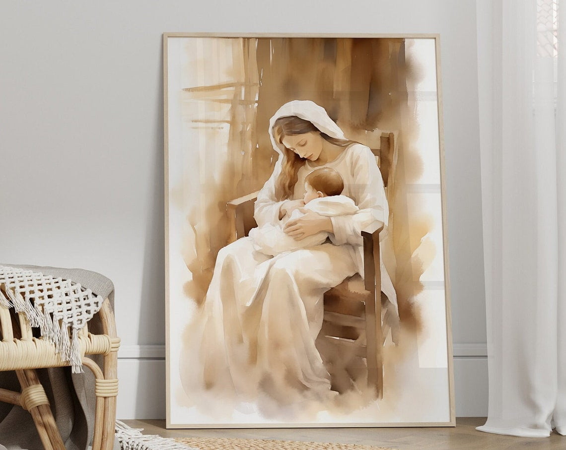 Dopaprint UNFRAMED PAPER POSTER Mary Holding Baby Jesus Poster By ...