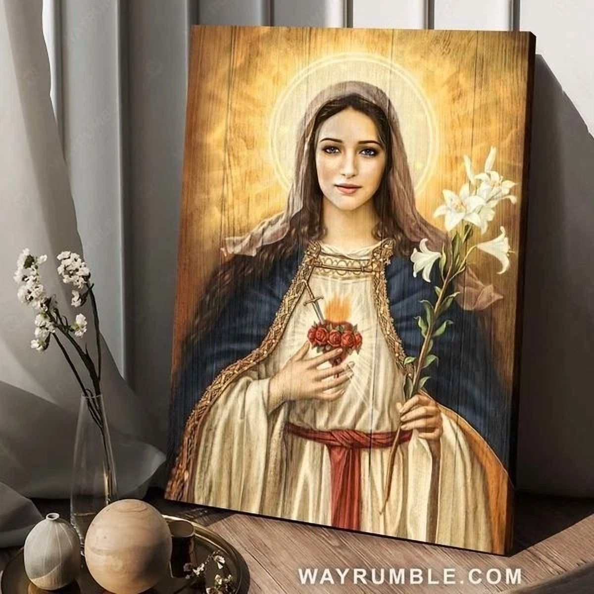 Dopaprint UNFRAMED PAPER POSTER Mary Mother Of God Flower Heart Art ...