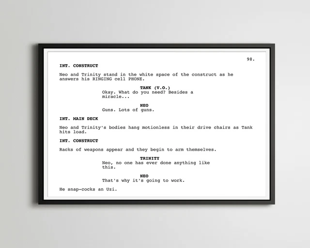 Dopaprint UNFRAMED PAPER POSTER The Matrix Screenplay Poster - Minimal ...