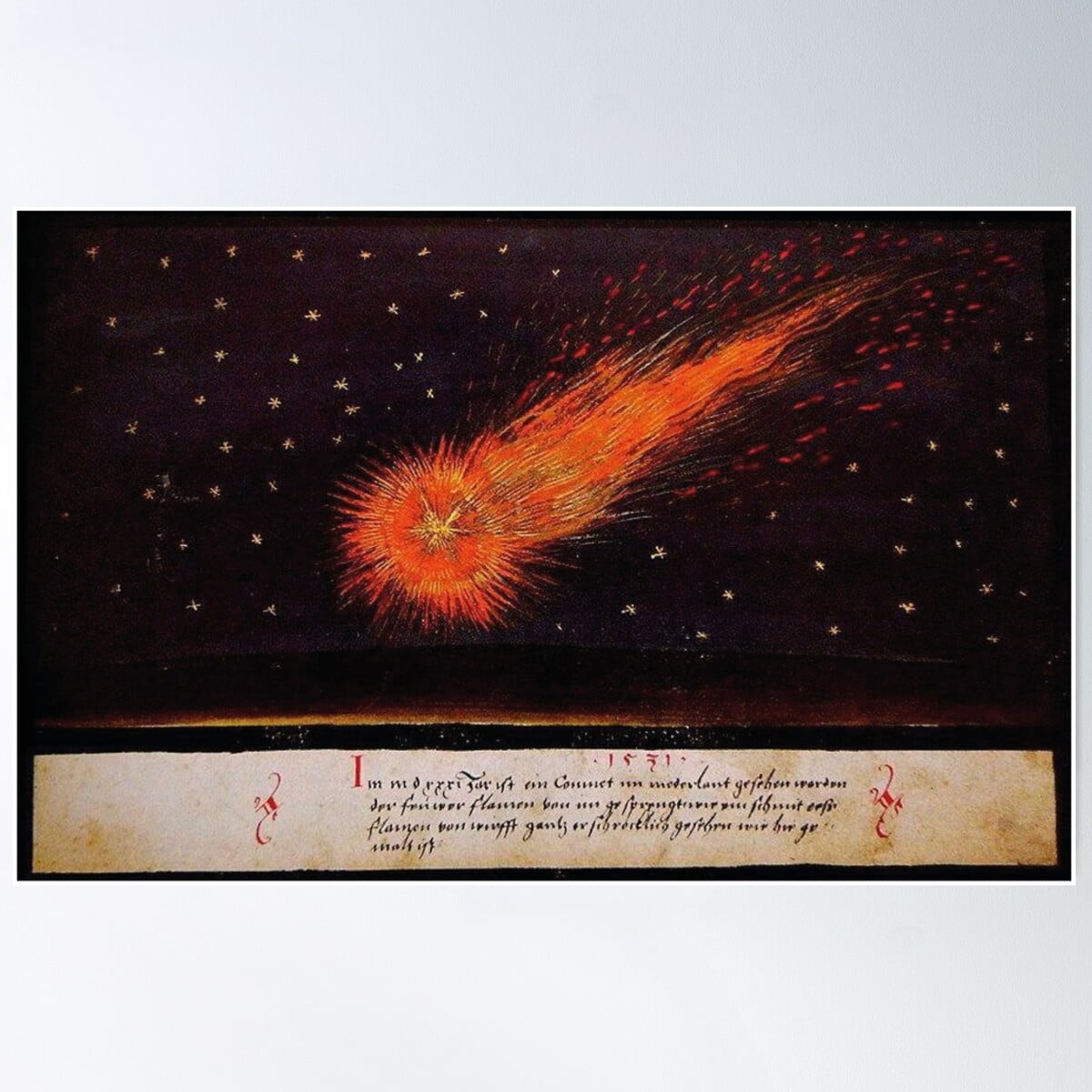 Dopaprint UNFRAMED PAPER POSTER Medieval Comet Manuscript Poster Art ...