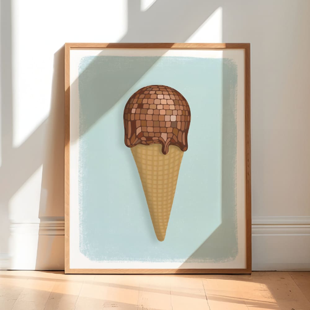 Dopaprint UNFRAMED PAPER POSTER Melted Disco Ball Chocolate Ice Cream ...