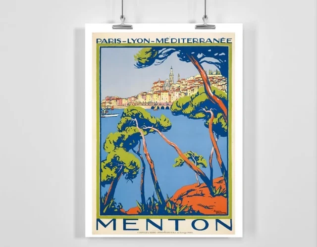 Dopaprint UNFRAMED PAPER POSTER Menton French Riviera France Vintage ...