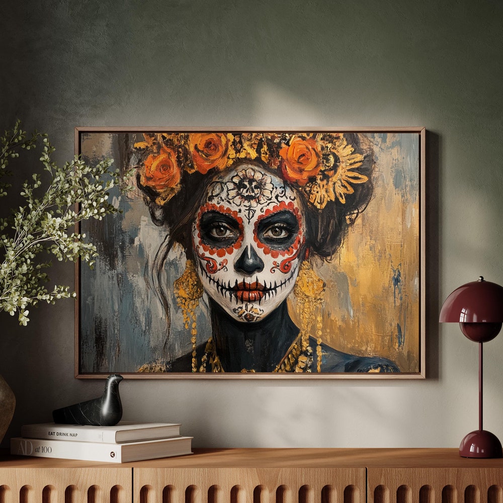 Dopaprint UNFRAMED PAPER POSTER Mexi.Can Sugar Skull Woman With Floral ...