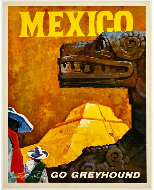 Dopaprint UNFRAMED PAPER POSTER Mexico - Go Greyhound - Mini Poster Art ...