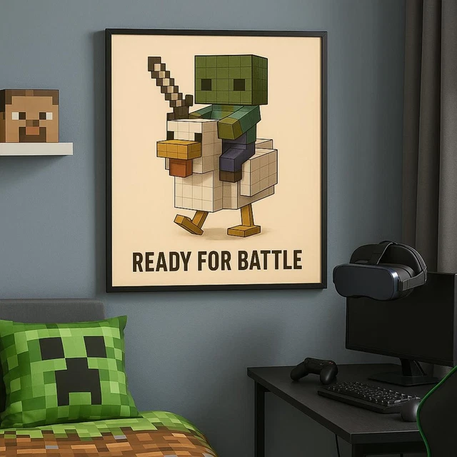 Dopaprint UNFRAMED PAPER POSTER Minecraft Chicken Jockey Poster, Funny ...