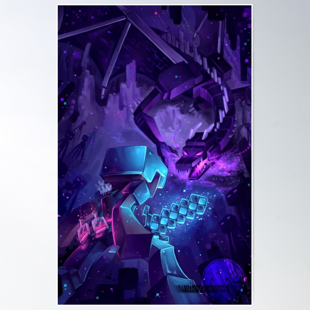 Dopaprint UNFRAMED PAPER POSTER Minecraft Epic Enderdragon Battle Art Poster Wall Art, Modern ...
