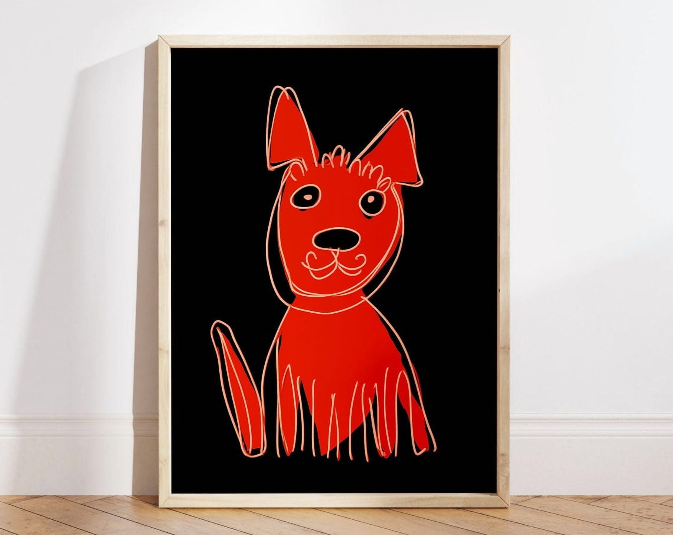 Dopaprint UNFRAMED PAPER POSTER Minimalist Dog Art, One Line Drawing ...