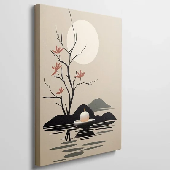 Dopaprint UNFRAMED PAPER POSTER Minimalist Zen Candle & Tree Wall Art ...