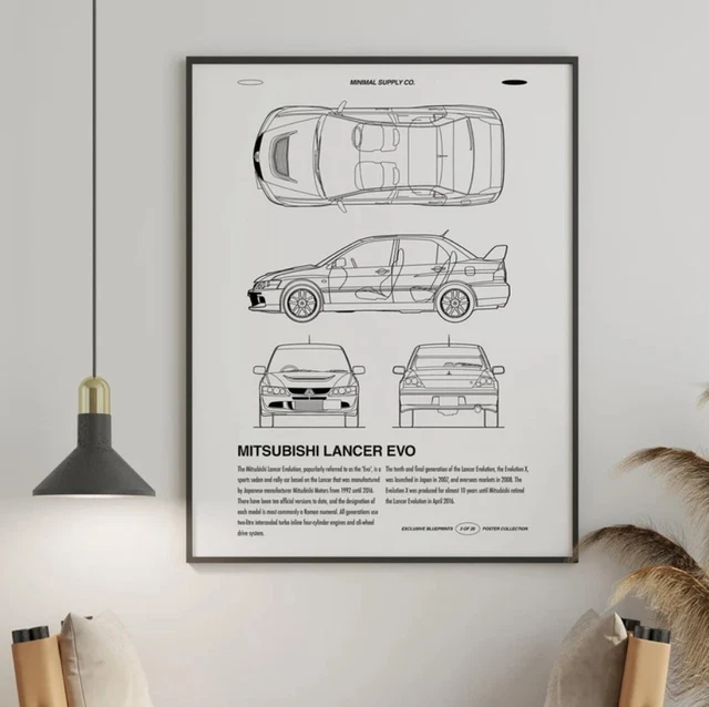 Dopaprint UNFRAMED PAPER POSTER Mitsubishi Lancer Evo - Car Poster, Car ...