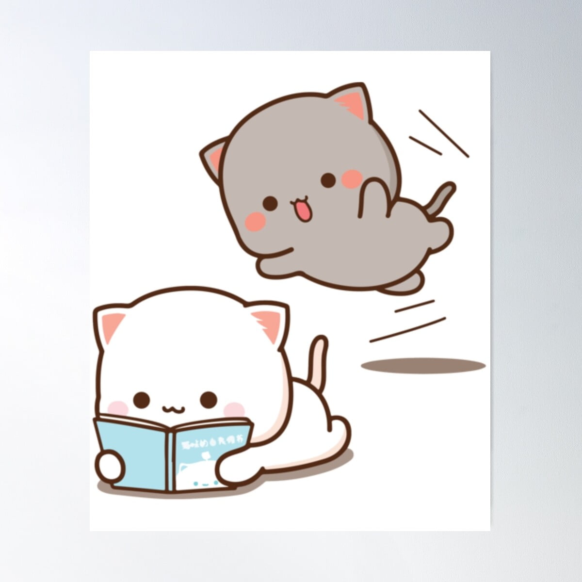 Dopaprint UNFRAMED PAPER POSTER Mochi Mochi Peach Cat Reading 1 Poster ...