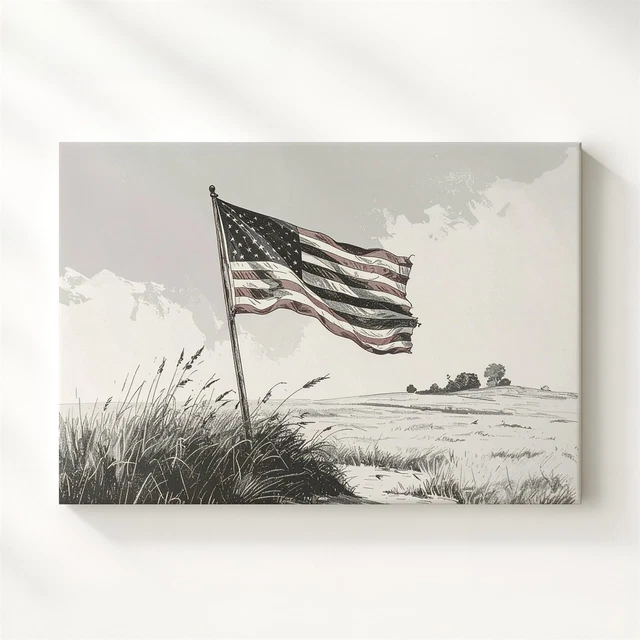 Dopaprint UNFRAMED PAPER POSTER Monochrome Flag In Grass Wall Art ...