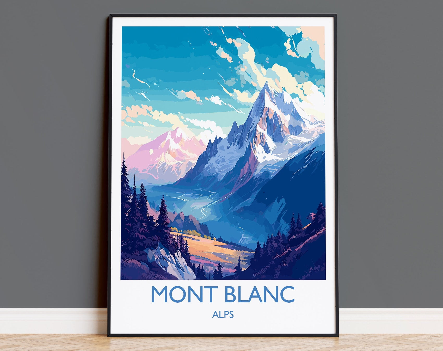 Dopaprint UNFRAMED PAPER POSTER Mont Blanc Travel Poster, Travel Print ...