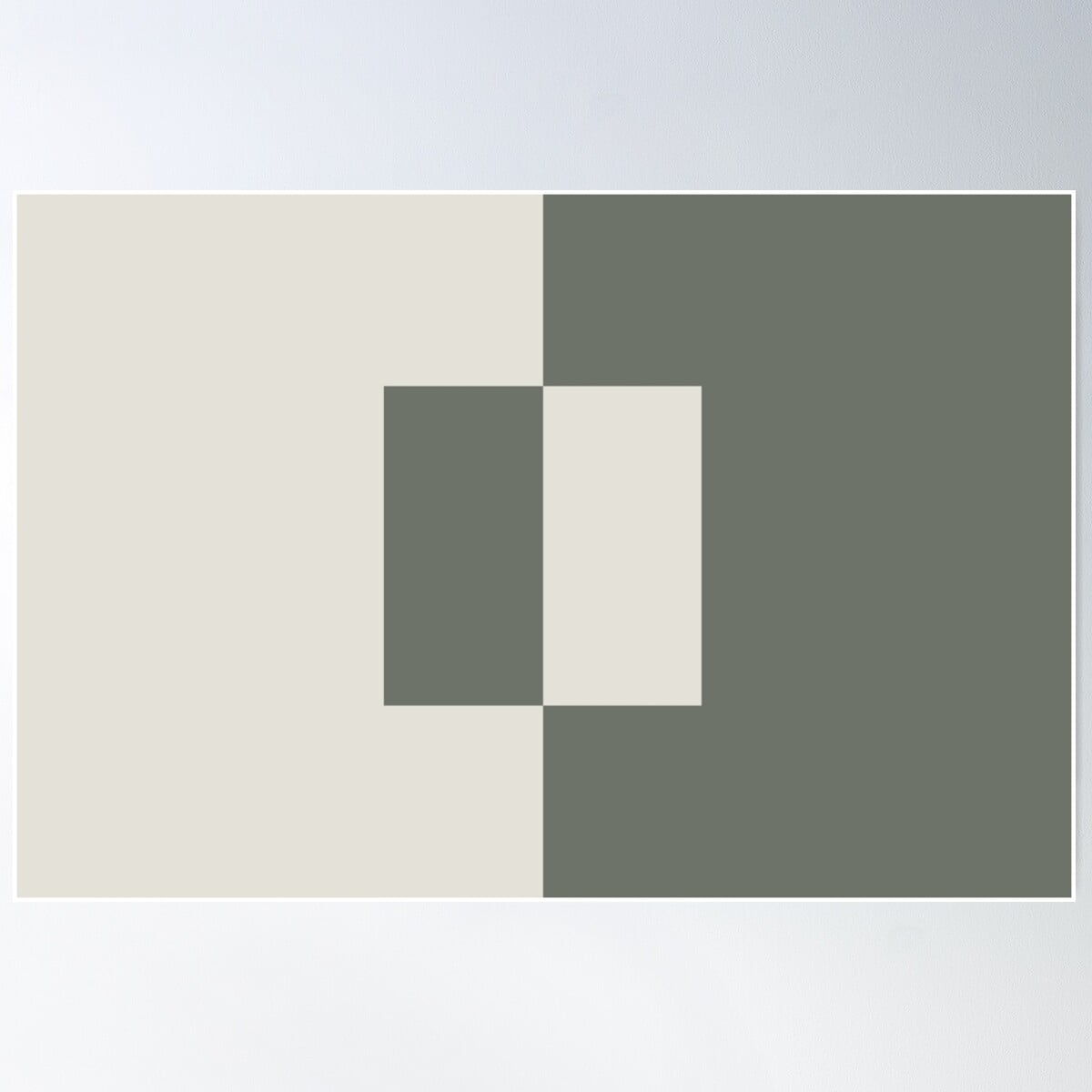 Dopaprint UNFRAMED PAPER POSTER Moody Green Creamy White Minimal Square ...