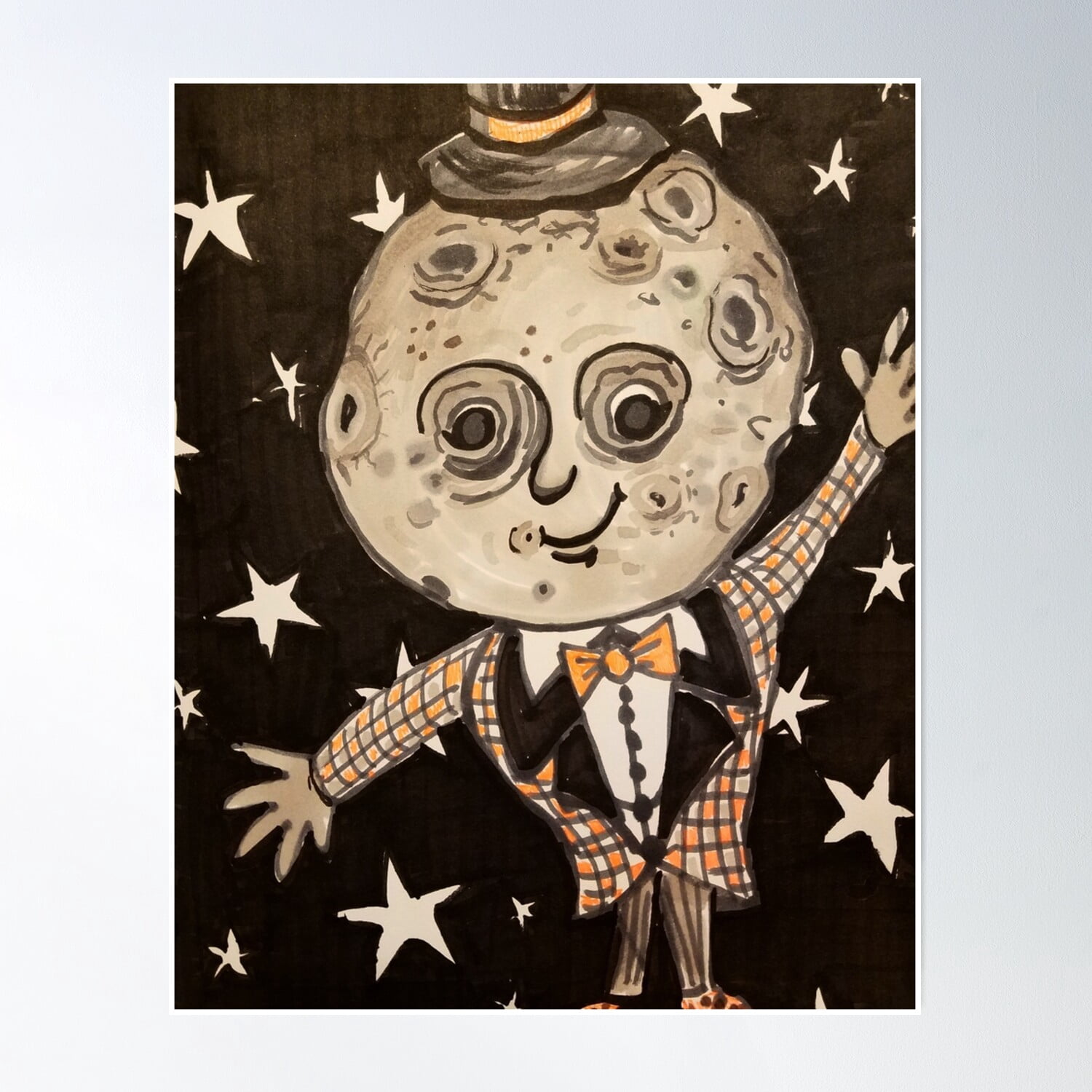 Dopaprint UNFRAMED PAPER POSTER Moon Man Poster Wall Art, Modern Wall ...