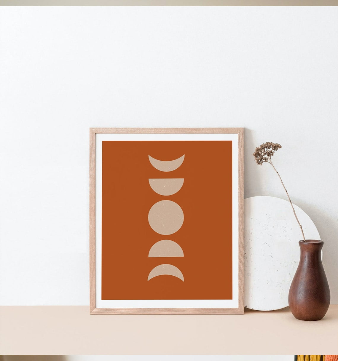 Dopaprint UNFRAMED PAPER POSTER Moon Phase Print, Burnt Orange Moon ...