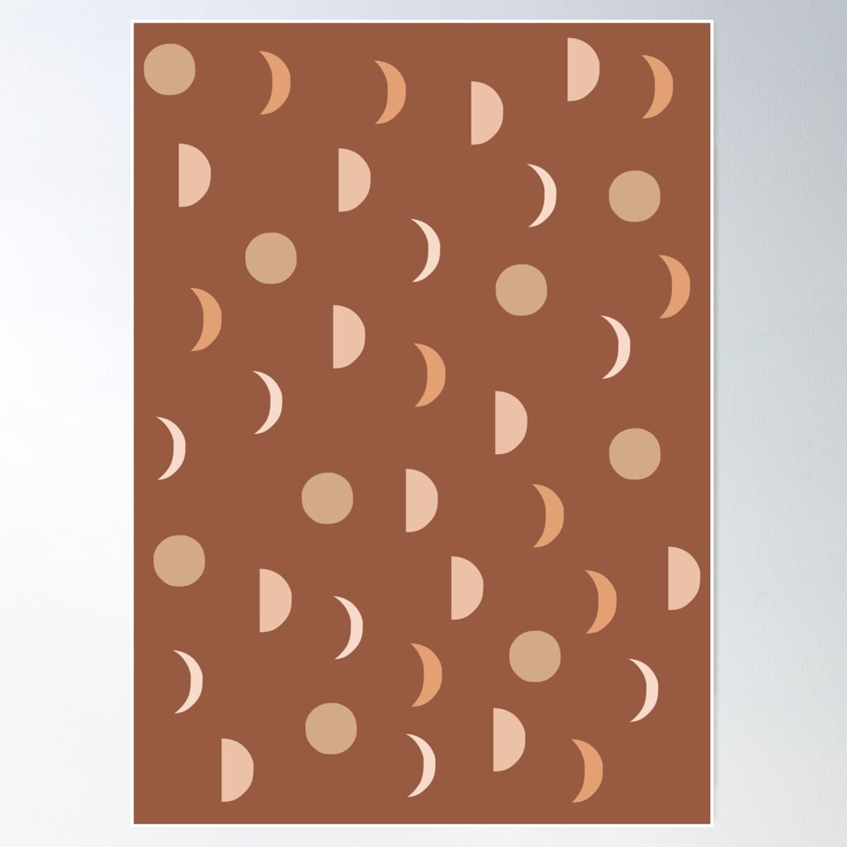 Dopaprint UNFRAMED PAPER POSTER Moon Phases Pattern In Terracotta ...