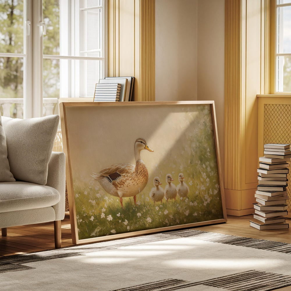 Dopaprint UNFRAMED PAPER POSTER Mother Duck And Ducklings In Spring ...
