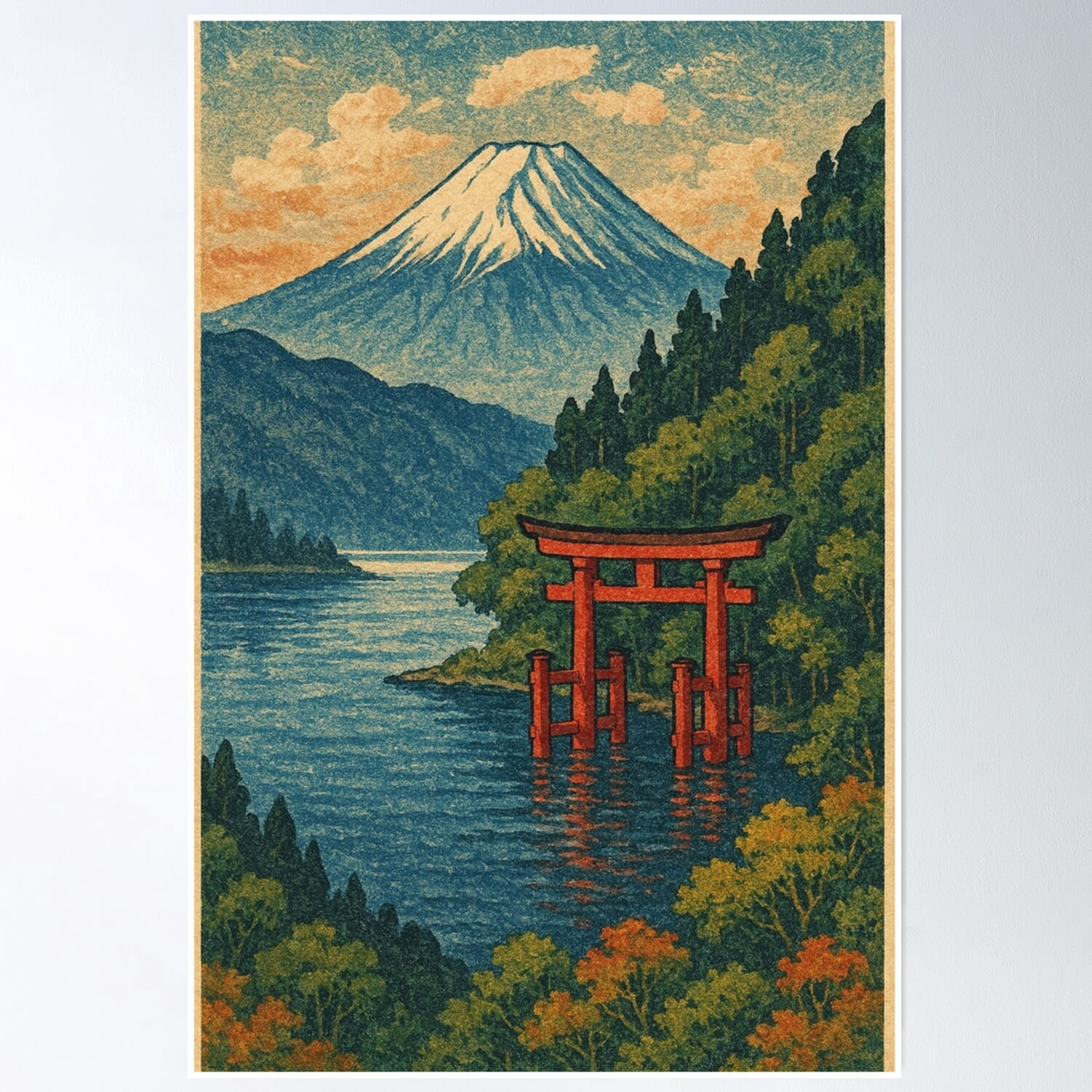 Dopaprint UNFRAMED PAPER POSTER Mount Fuji Over Lake Ashi Hakone ...