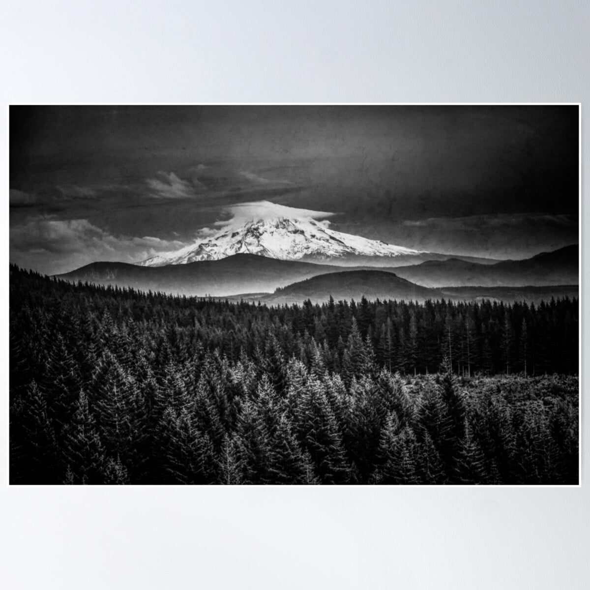 Dopaprint UNFRAMED PAPER POSTER Mountains And Forest - Black And White ...
