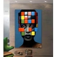 Dopaprint UNFRAMED PAPER POSTER Multicolor Cube Headed Surreal Woman ...